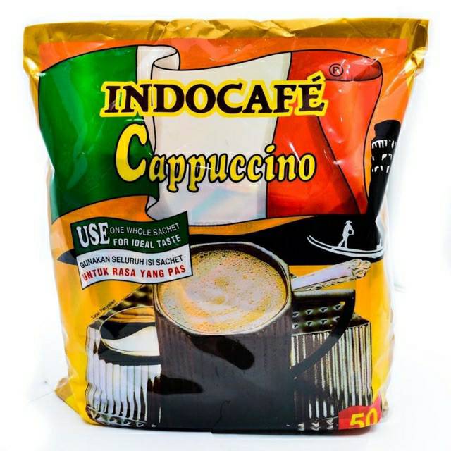 Jual Indocafe cappucino 1 pak isi 50 sachet x 25gr | Shopee Indonesia