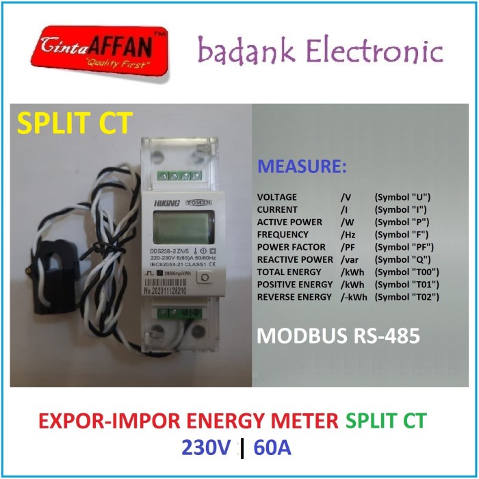 Jual SPLIT CT Energy kWh Meter MODBUS - Expor Impor Exim Nett Metering ...