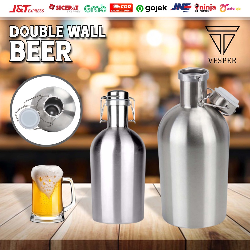 Jual beer growler barrel stainless / botol minum penyimpan minuman ...