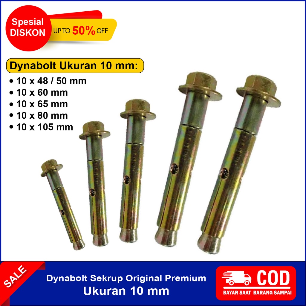 Jual BAUT DYNABOLT UKURAN 10 MM DINABOLT DINABOL TEMBOK BETON BAUT ...