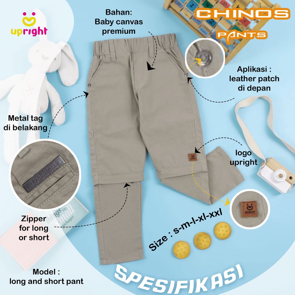 Jual Celana Chino Anak Upright Bisa Pendek Bisa Panjang 4-11 Tahun Celana Anak Laki Laki ...