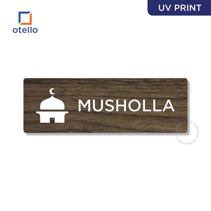Jual Musholla Sign Board Kayu Print UV Papan Wooden Nama Ruangan Label ...