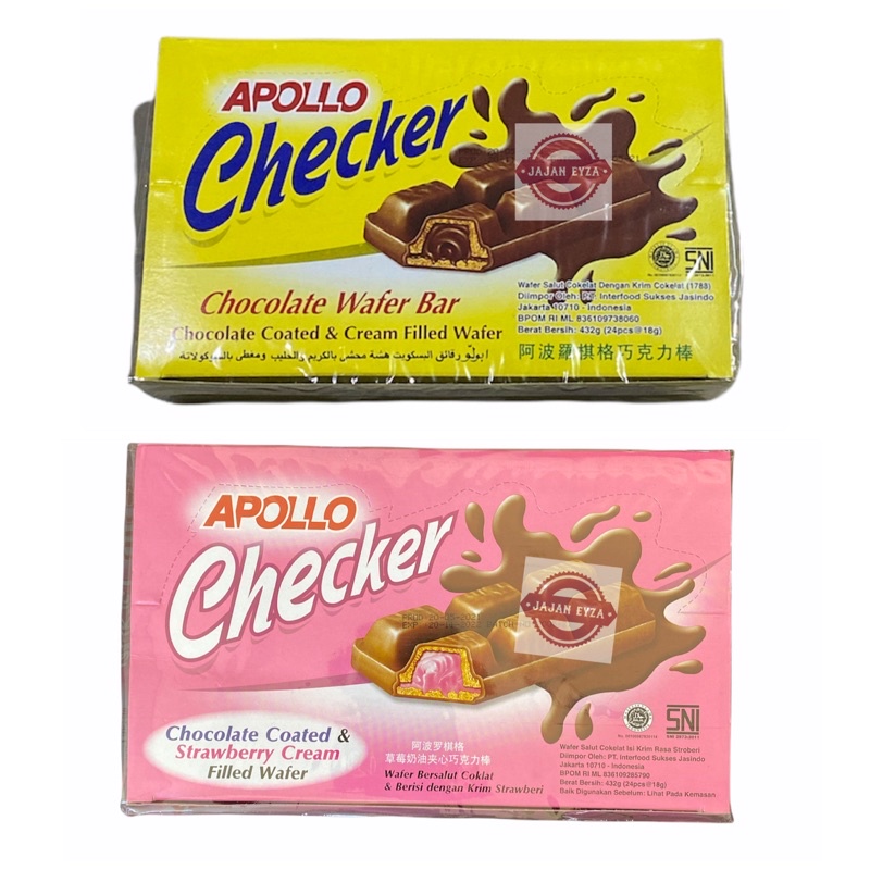 Jual APOLLO CHECKER COKLAT BOX ISI 24pcs / APOLLO CHACKER STRAWBERRY ...