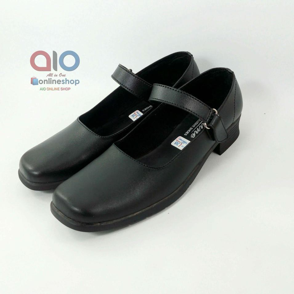 Jual Aline Sepatu Pantofel Wanita Hitam Hak 3 Cm Cewek Sekolah Kantor ...