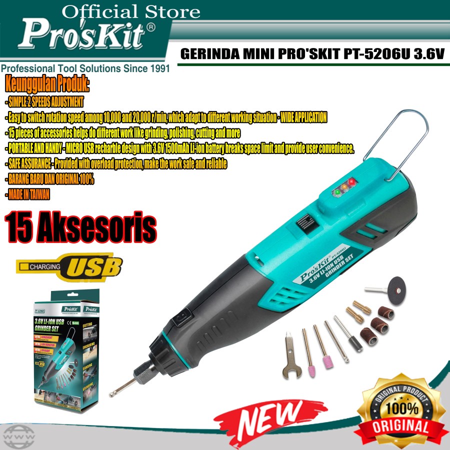 Jual Pro'sKit - Gerinda Mini Usb Pro'sKit Pt-5206U 3.6V Original - Gerinda Mini | Shopee Indonesia