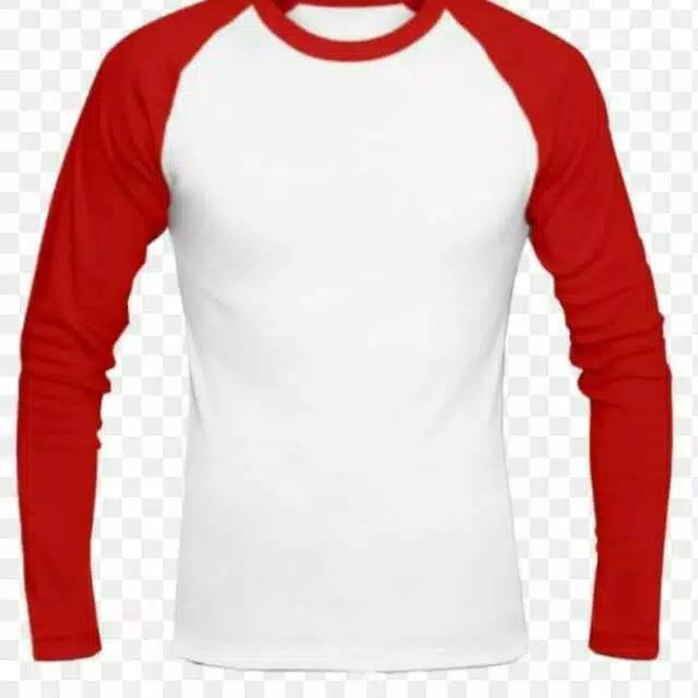 Jual KAOS POLOS RAGLAN LENGAN PANJANG PUTIH COMBINASI MERAH | Shopee ...