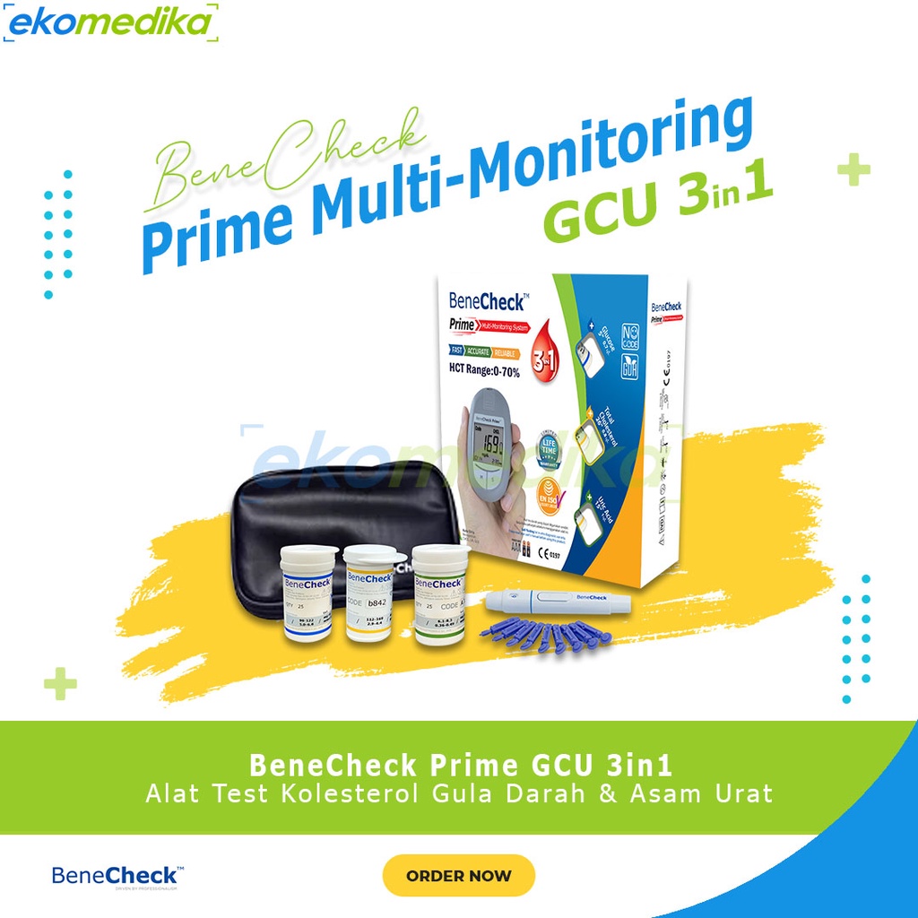 Jual Benecheck PRIME KIT 3 in 1 Alat Cek Gula Darah Alat Cek Kolesterol ...