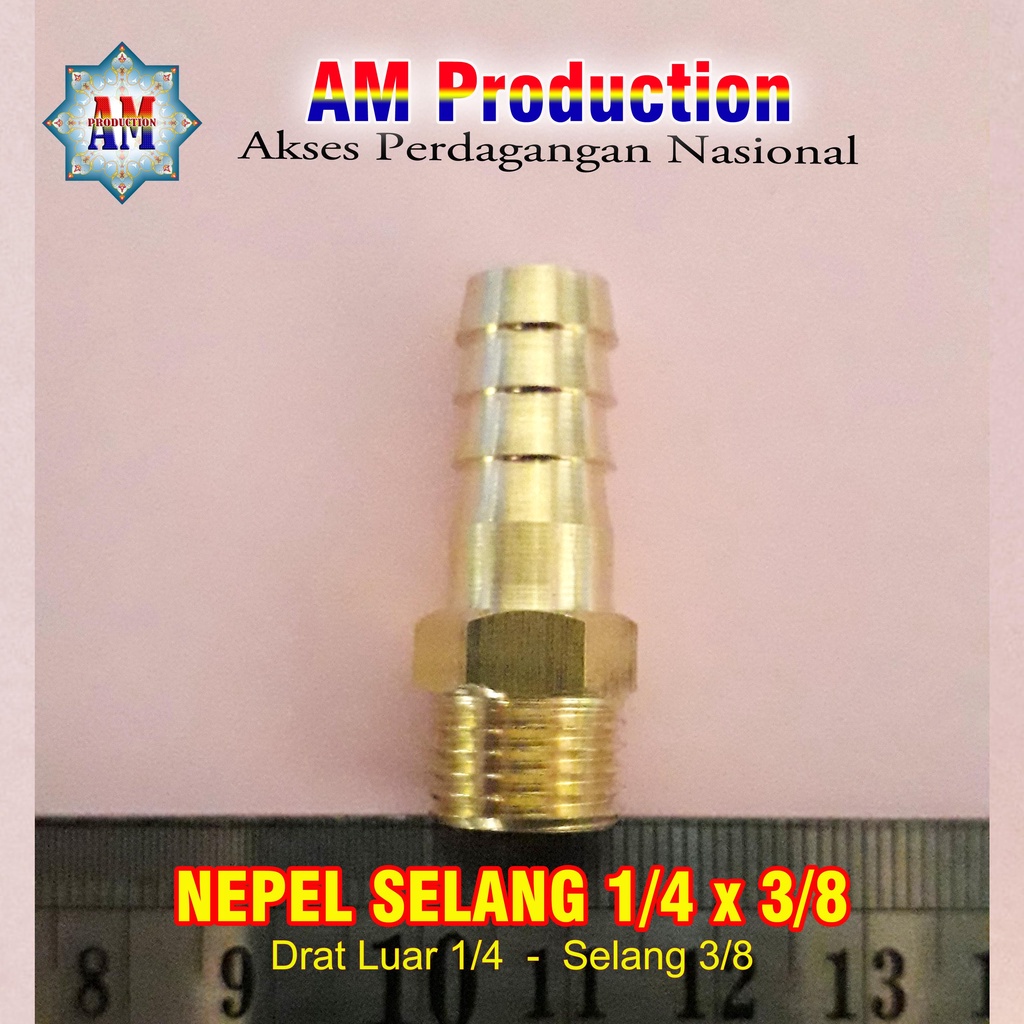 Jual Nepel Selang 1/4x3/8, Nepel Selang Kuningan, Hose Neaple, Drat ...