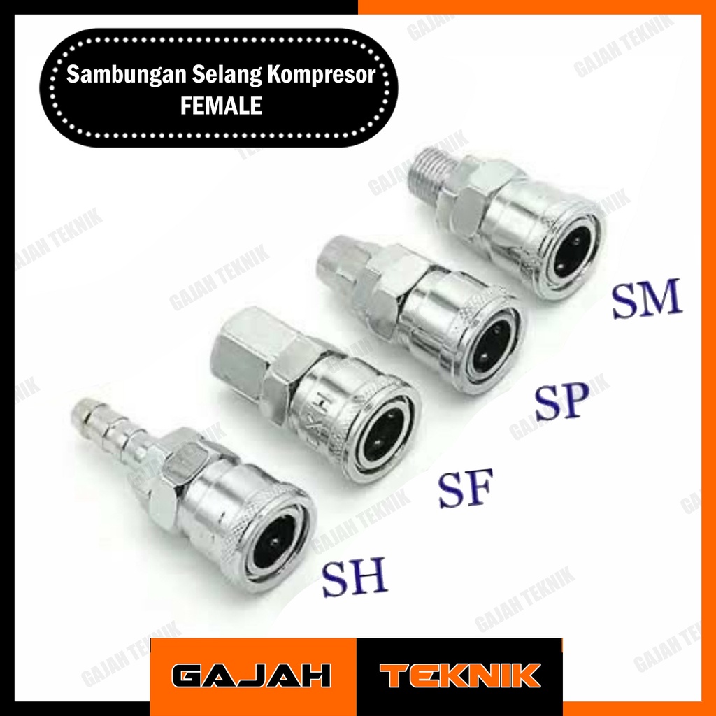 Jual Coupler Female 1/4" Kopler Sambungan Angin Kompresor SM SP SF SH ...