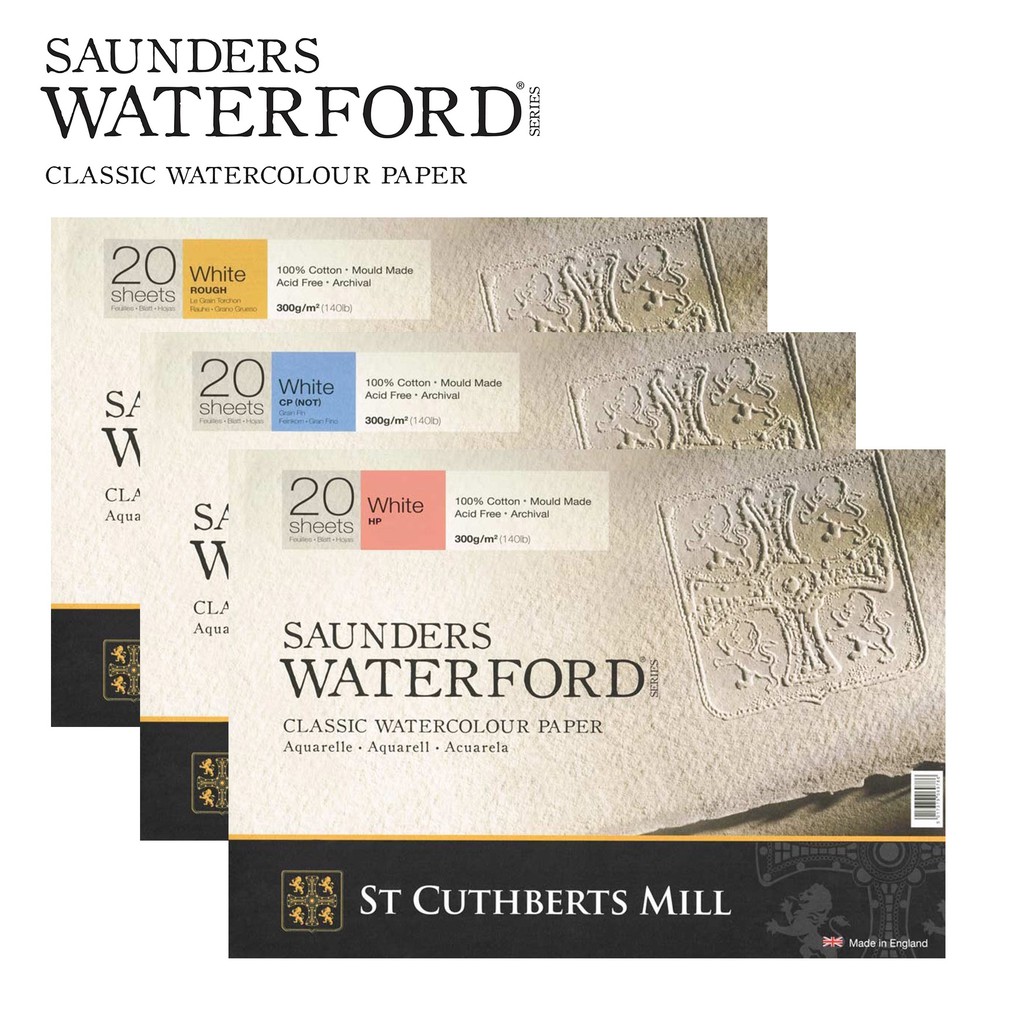 Jual Saunders Waterford Watercolour Paper Block - White, 300gsm 410mm x ...