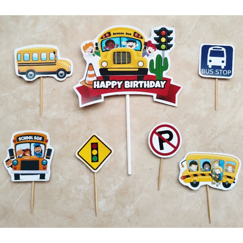 Jual hiasan dekorasi kue cake topper ulang tahun karakter Bus Sekolah ...