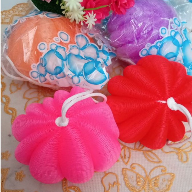 Jual Shower Puff Spons Mandi Pengangkat Daki Sponge Busa Bagus Bulat ...