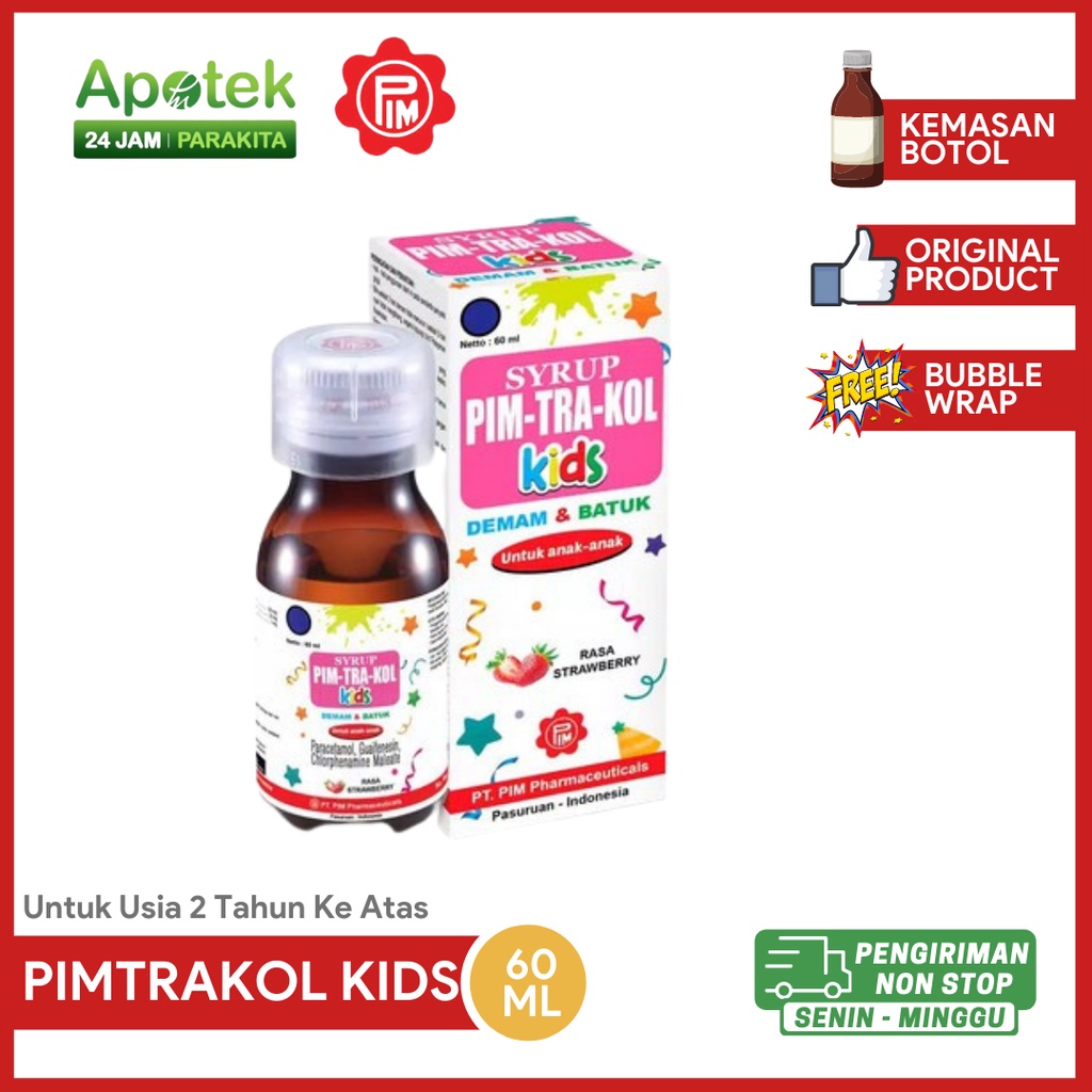 Jual Pimtrakol Sirup Rasa Lemon dan Cherry Untuk Demam Batuk Pilek Anak ...