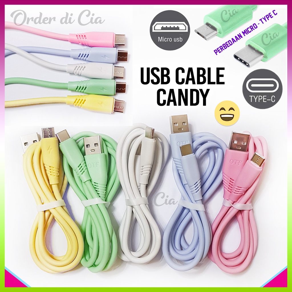Jual Kabel Data Candy USB Cable Casan HP Micro TYPE C Macaroon Warna ...