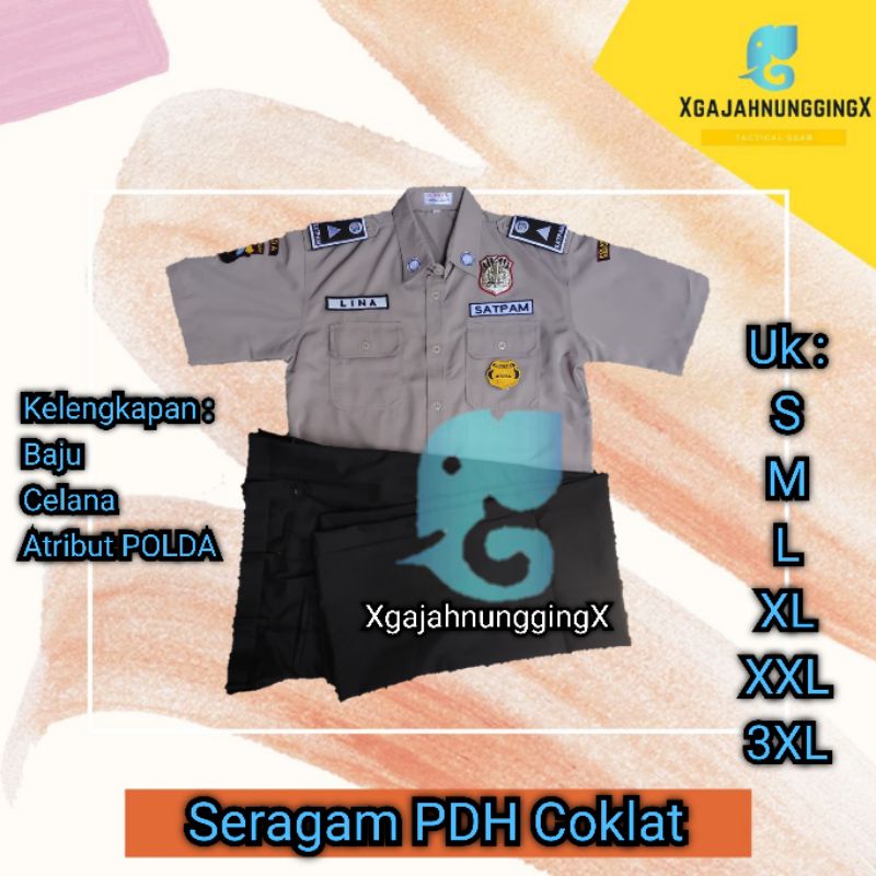 Jual SERAGAM Satpam PDH Krem terbaru 2023 Setelan Pdh Satpam Coklat ...