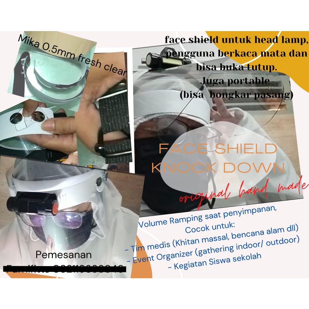 Jual Face Shield Knock Down Head Lamp Bracket - Pemakai Berkaca Mata - Bisa Buka Tutup & Bongkar ...
