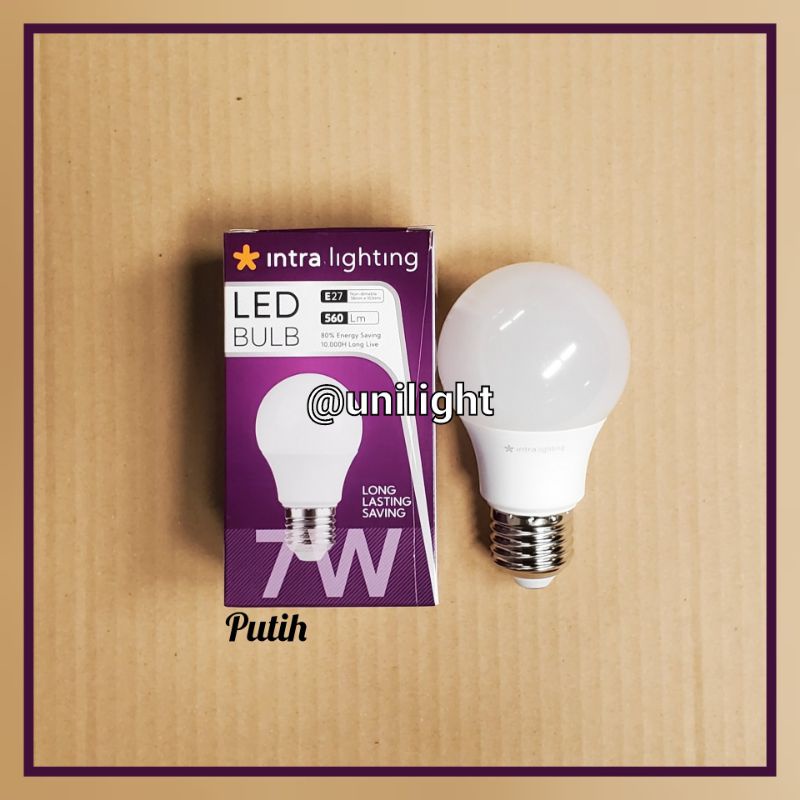 Jual LAMPU LED BULB 7watt PUTIH E27 Intra Original | Shopee Indonesia