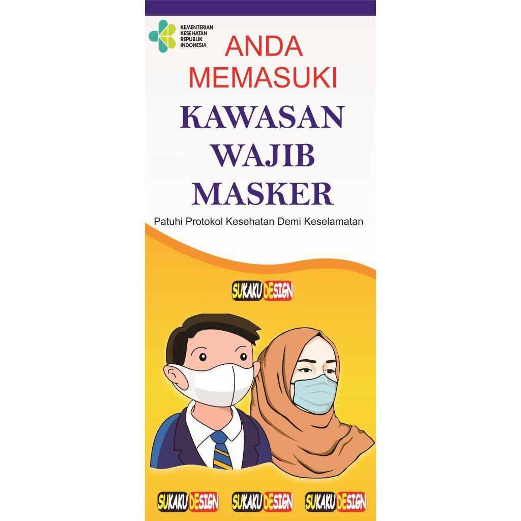 Jual BANNER /SPANDUK X BANNER Kawasan Wajib Pakai Masker 80x180 cm | Shopee Indonesia