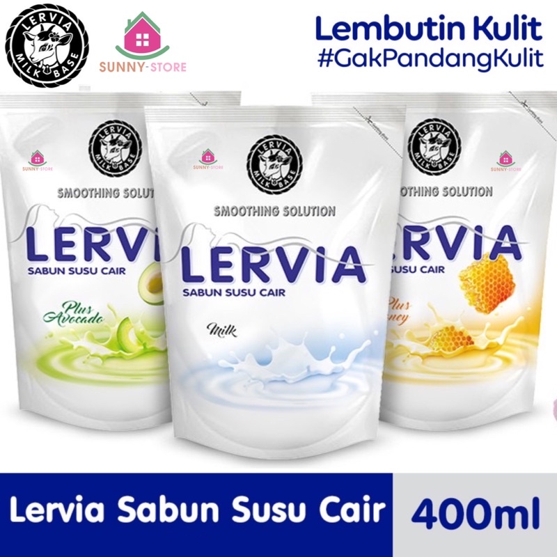 Jual LERVIA Sabun Susu Cair 400mL Plus Honey Milk Avocado Sabun Susu ...