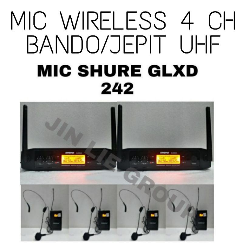 Jual MIC BANDO SHURE ISI 4 CH WIRELESS GLXD242 DUO NEW GARANSI 1 TAHUN ...