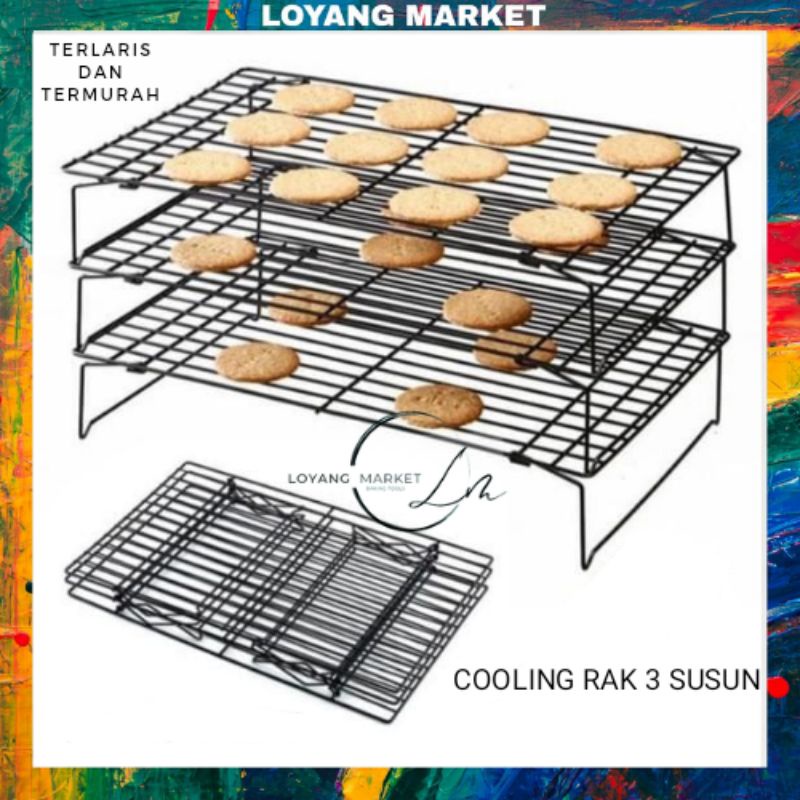 Jual Cooling rak / peniris kue roti donat 3 susun 40x25cm | Shopee ...