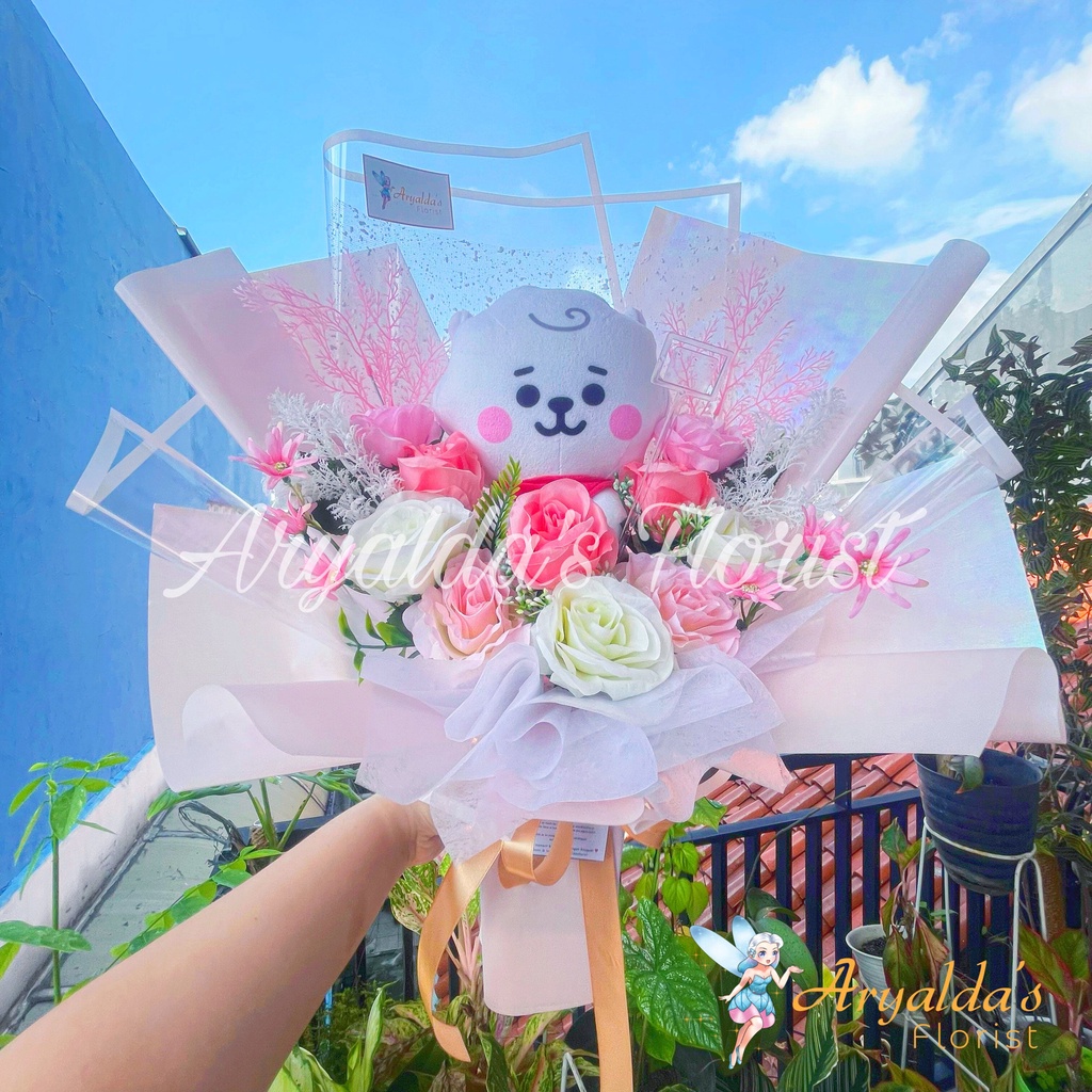 Jual Flower Bouquet RJ BT21 | Buket Bunga BTS (RJ, Chimmy, Cookie, Mang ...