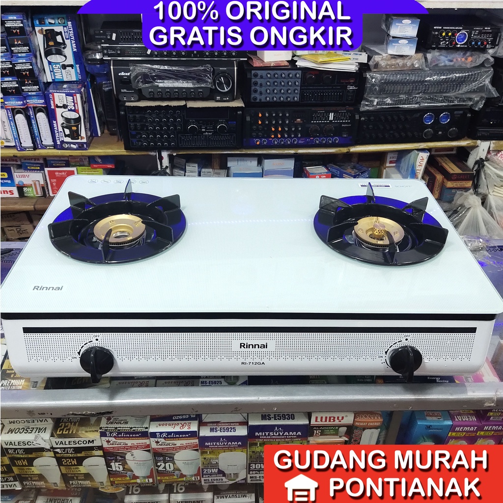 Jual KOMPOR GAS 2 TUNGKU RINNAI RI- 712 GA (glass top) Kaca jumbo API ...