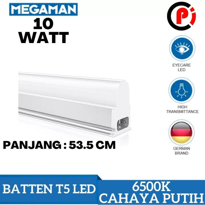 Jual MEGAMAN T5 Lampu Batten LED Tube Indoor 10 Watt 10W Cahaya Putih 53cm | Shopee Indonesia