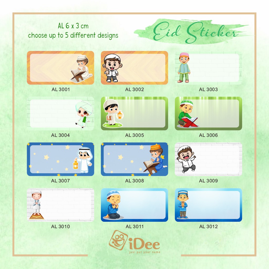 Jual Sticker Label Nama iDee (Tipe AL Muslim) | Shopee Indonesia