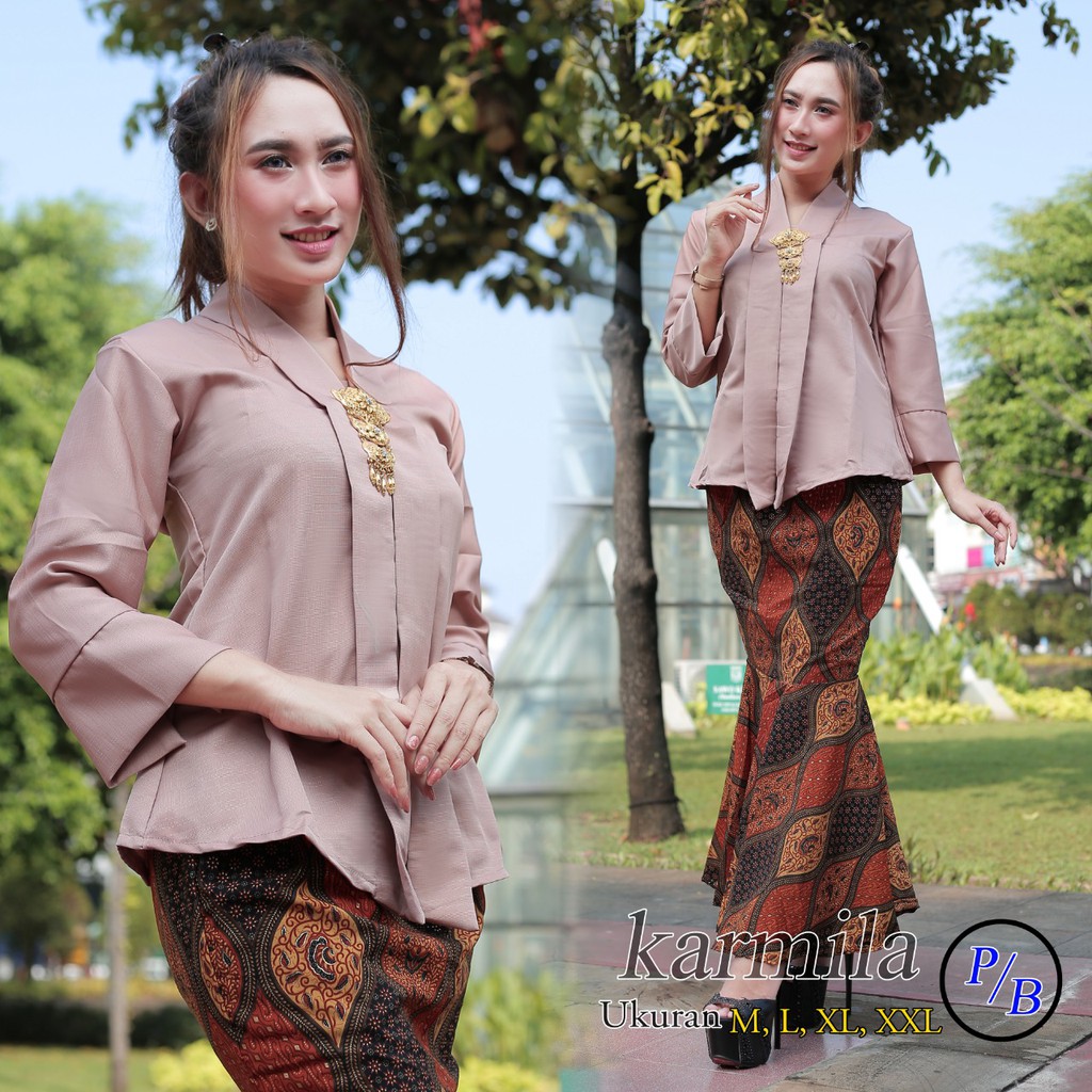 Jual Setelan Kebaya Floy polos duyung/kebaya wisuda/kebaya sragam/MOCA ...