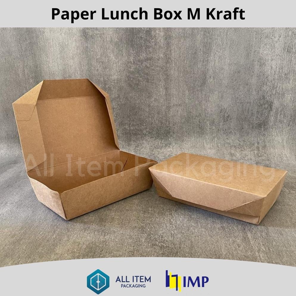 Jual Brown Kraft Paper Food Lunch Box Medium Imp / Paper Lunch Box M @50 Pcs | Shopee Indonesia