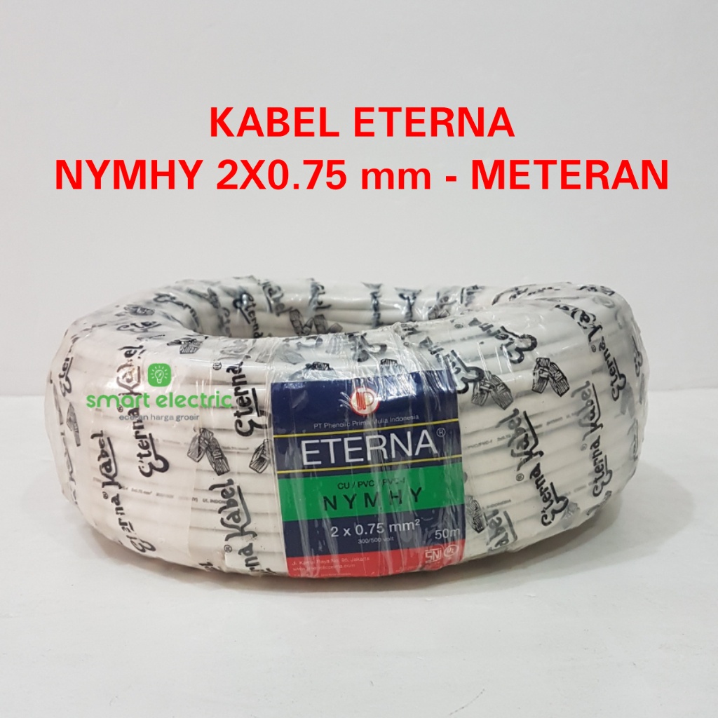 Jual Kabel Listrik Eterna Serabut NYMHY 2x0.75 mm Meteran Tembaga Murni SNI LMK | Shopee Indonesia