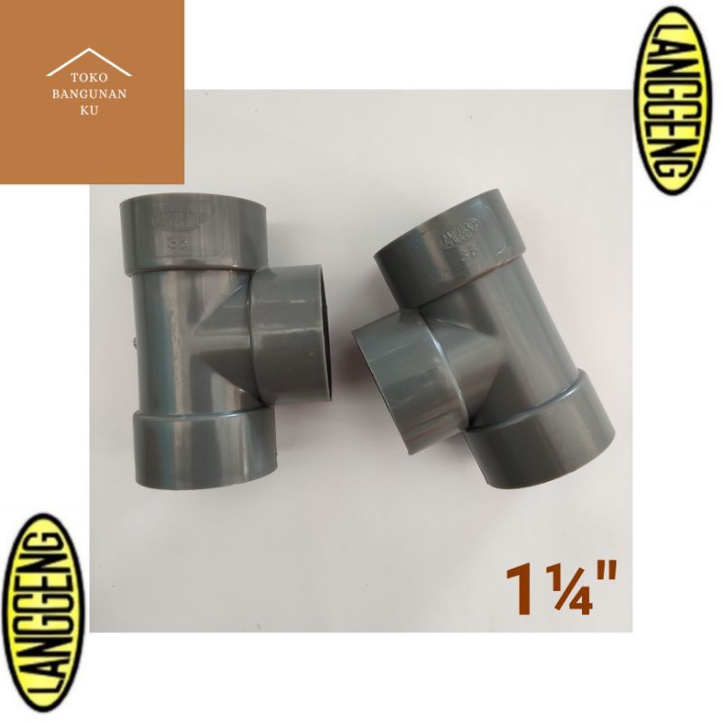 Jual Tee 1 1/4 inchi merk Langgeng T cabang tiga sambungan paralon pipa pvc | Shopee Indonesia
