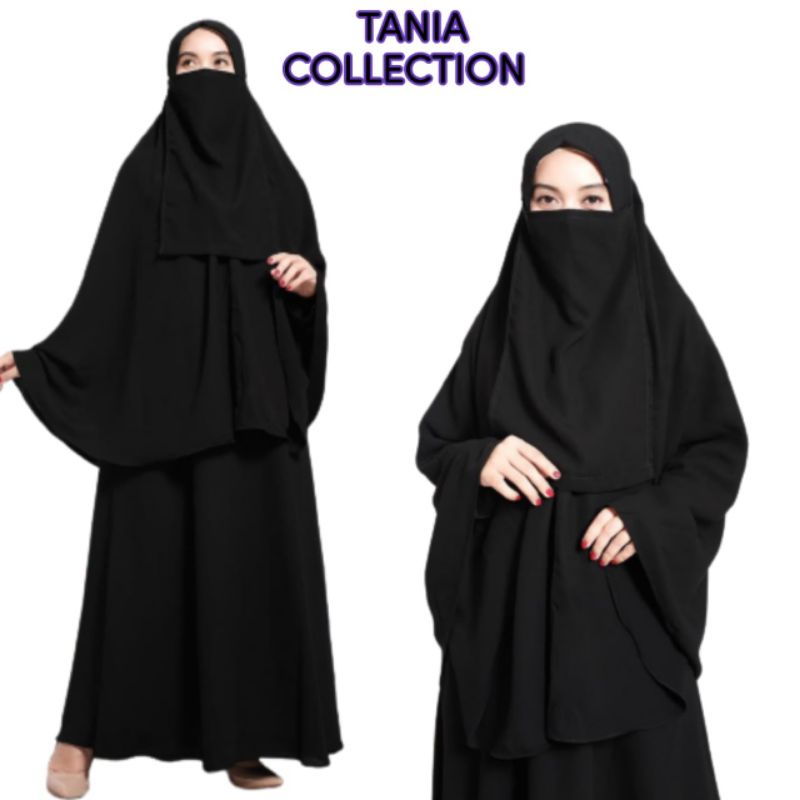 Jual Gamis Sunnah Gamis Syari Hitam Set cadar Pasmina Hijab Nikob Gamis ...