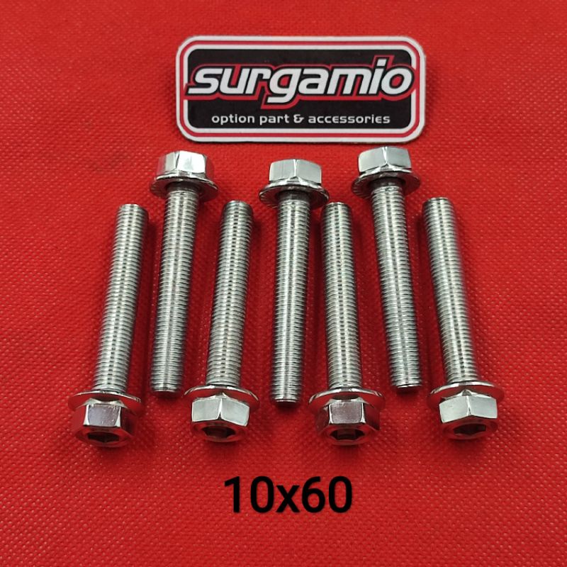Jual Baut probolt stainless 2kunci 10x60 kunci L8 baut drat 14 panjang 6cm | Shopee Indonesia