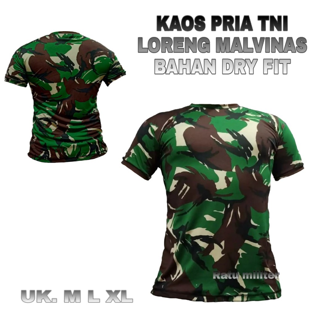 Jual Kaos pria tni loreng malvinas bahan dry fit - Ratu militer | Shopee Indonesia
