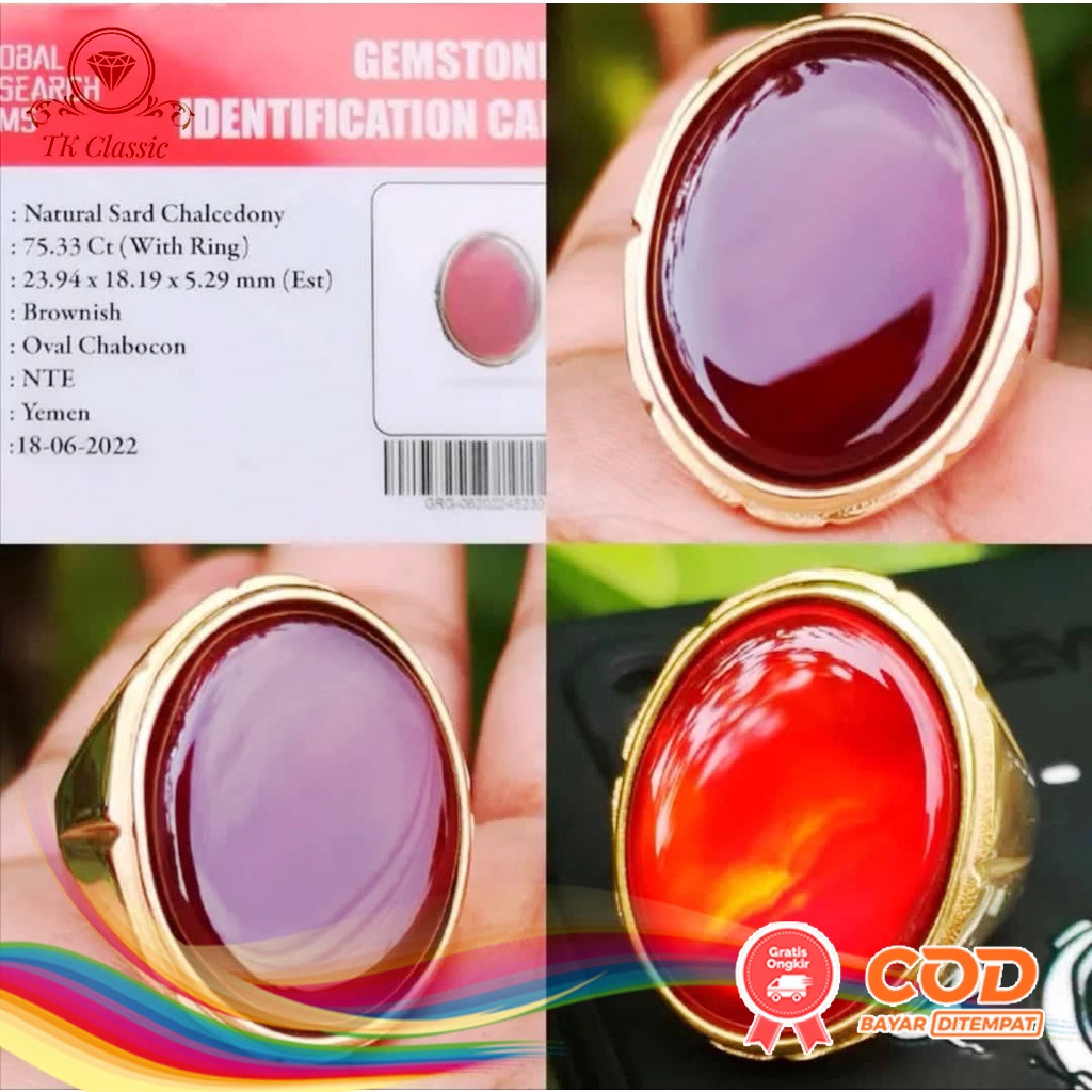 Jual Cincin Batu Akik Natural Yaman Ahmer AL Habsyi Kristal + Memo GRG ...