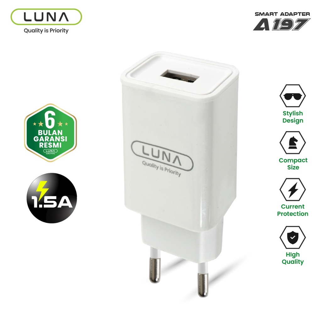 Jual Luna Kepala Charger Adaptor Original Fast Charging 1 Port Micro ...