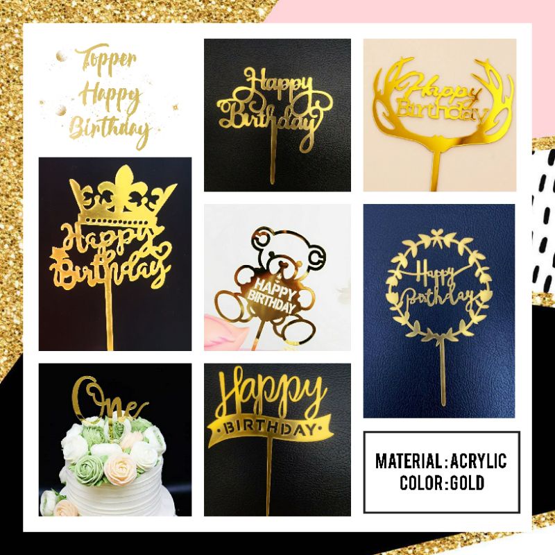 Jual Cake Topper Happy Birthday Acrylic Topper Kue Ulang Tahun Akrilik | Shopee Indonesia