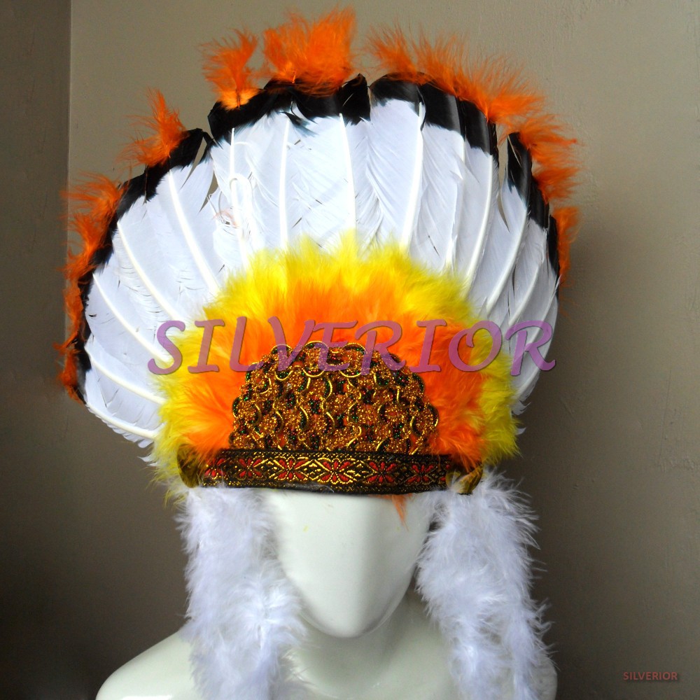 Jual Kostum Topi Bulu Ikat Kepala Indian Apache Orange | Shopee Indonesia
