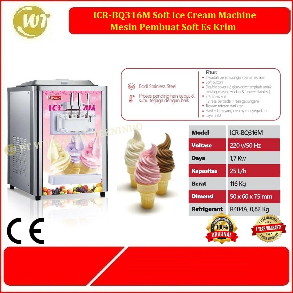 Jual ICR-BQ316M Soft Ice Cream Machine – Mesin Pembuat Soft Es Krim ...