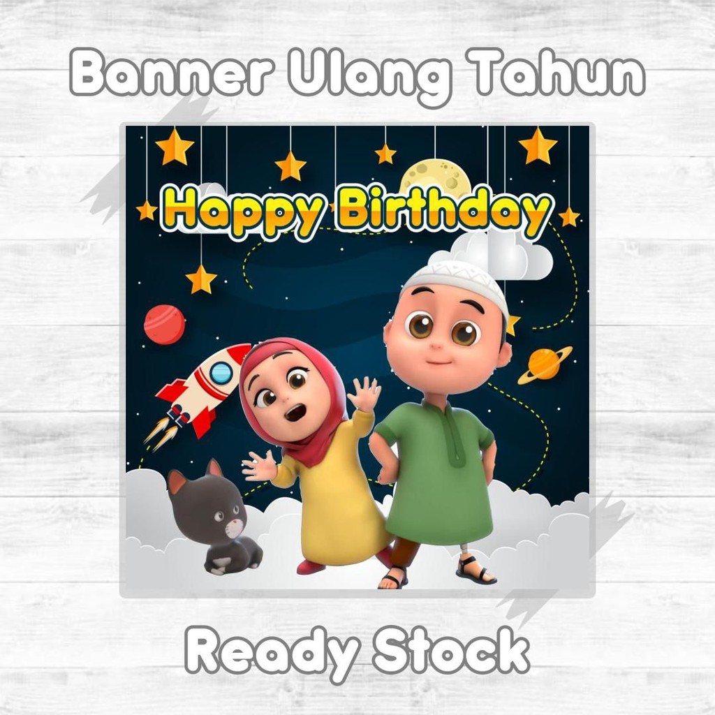 Jual Backdrop Banner Spanduk Ulang Tahun Custom Animasi Ukuran 1x1 ...