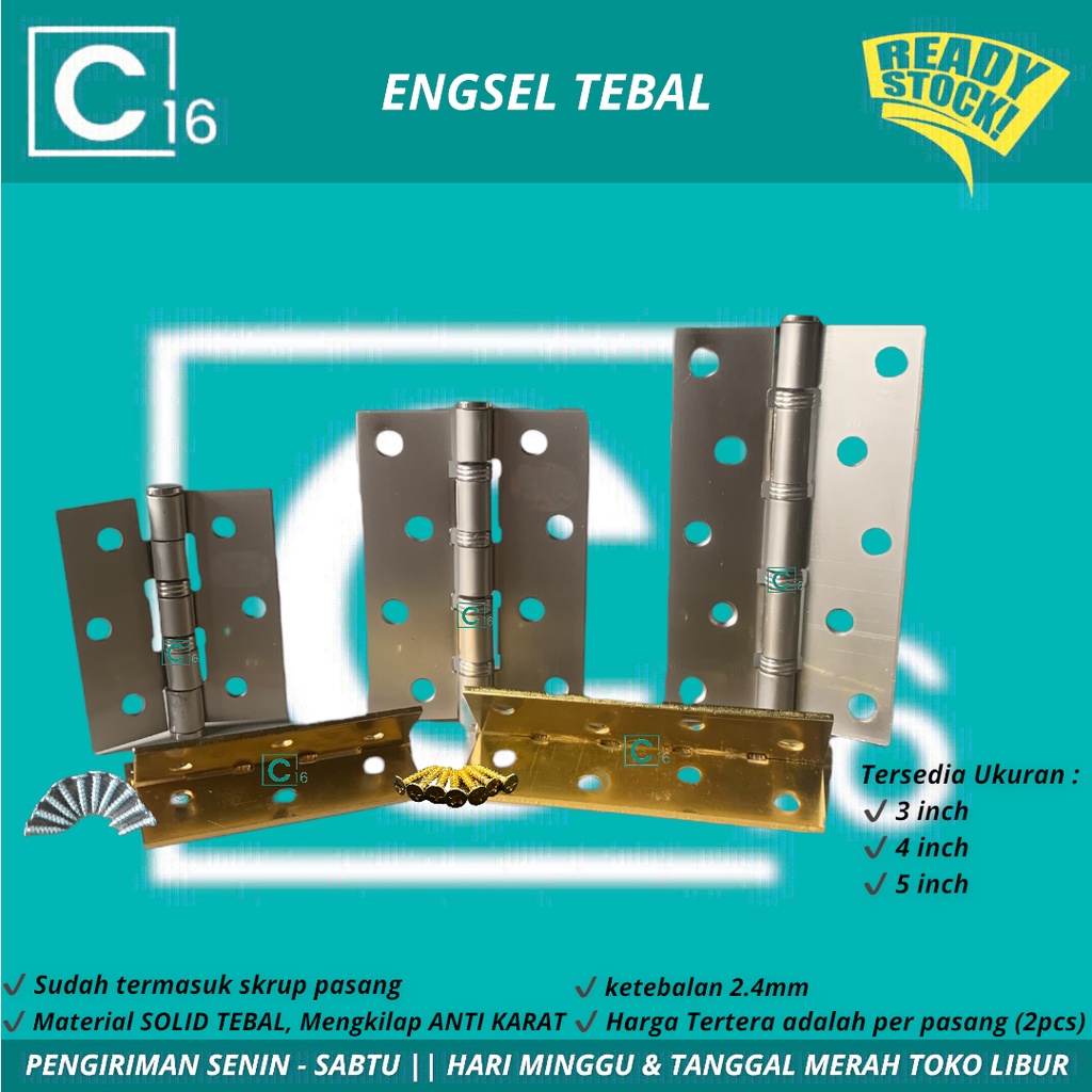 Jual [COD] Engsel Pintu Jendela 3 Inci 4 Inch 5 Inch - PLAT BESI TEBAL ...