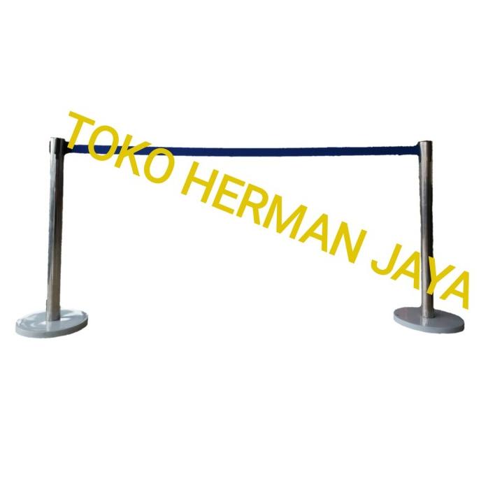 Jual tiang pembatas tiang antrian stainless pita Antrian 5 meter 5m ...