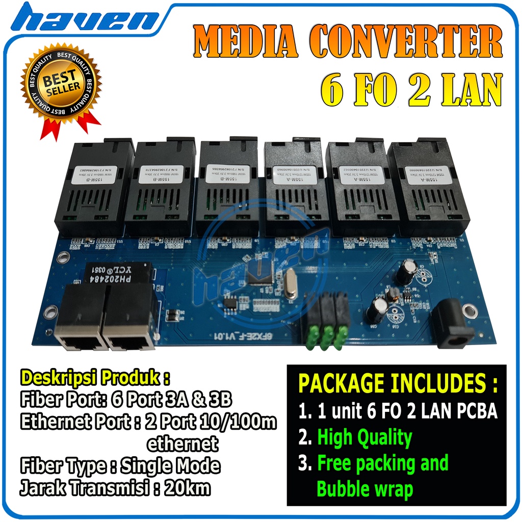 Jual Media Converter 6 Port FO 2 Port LAN Switch Fiber Optic 100 Mbps ...