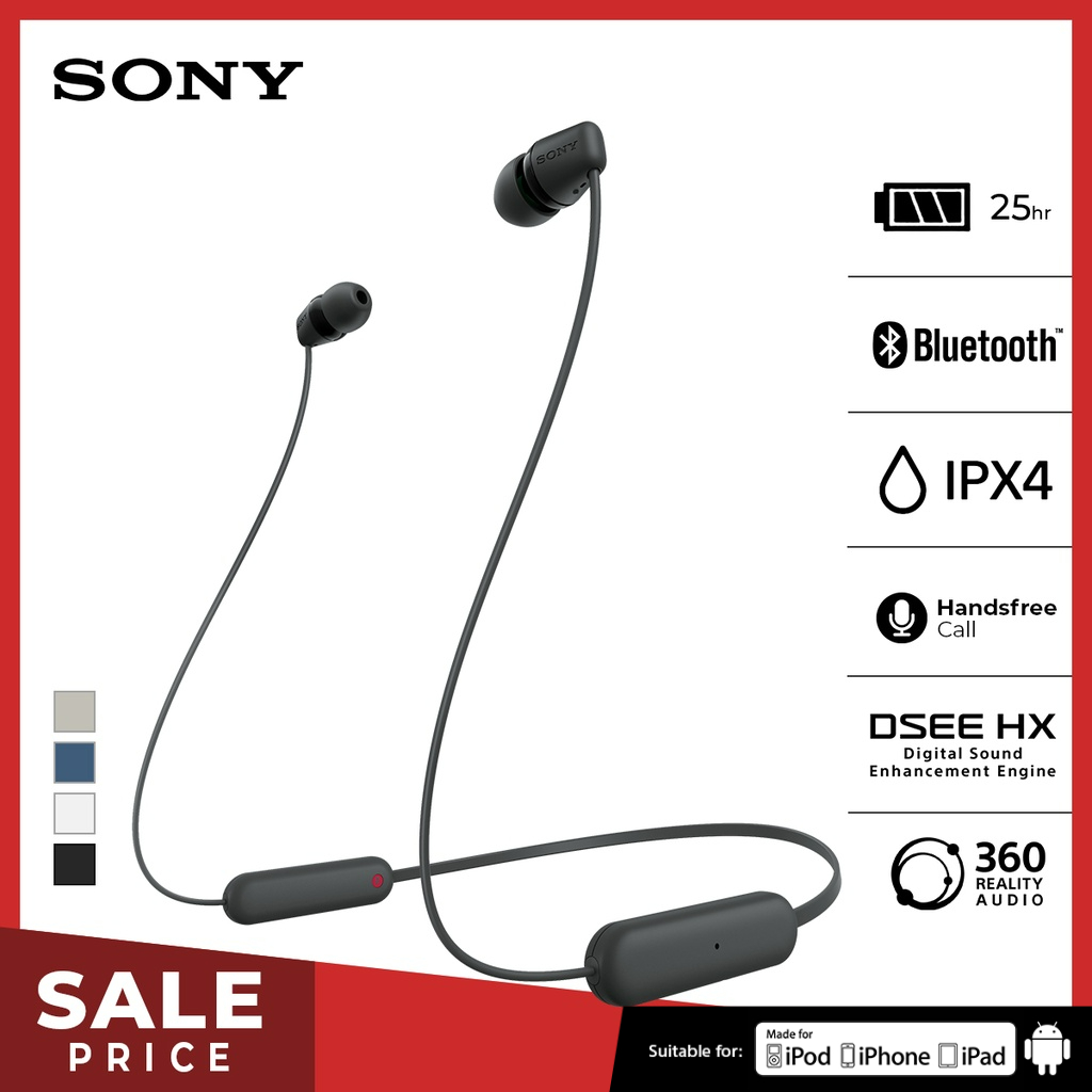 Jual SONY WI-C100 In Ear Wireless Bluetooth Headset With Microphone For ...