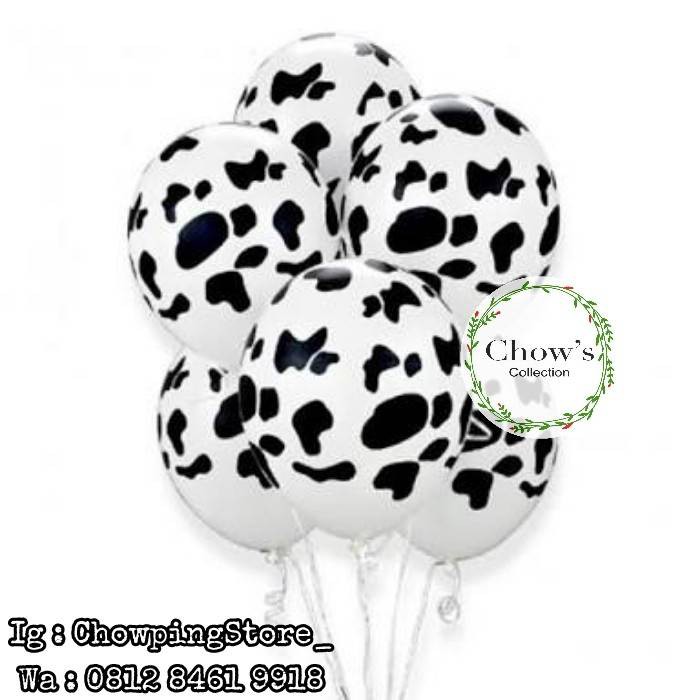 Jual Balon Latex / Balon Karet motif Sapi / Balon corak Sapi Hitam ...