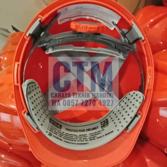 Jual Helm safety warna orange MSA + fastrack / helm proyek sarang putar ...