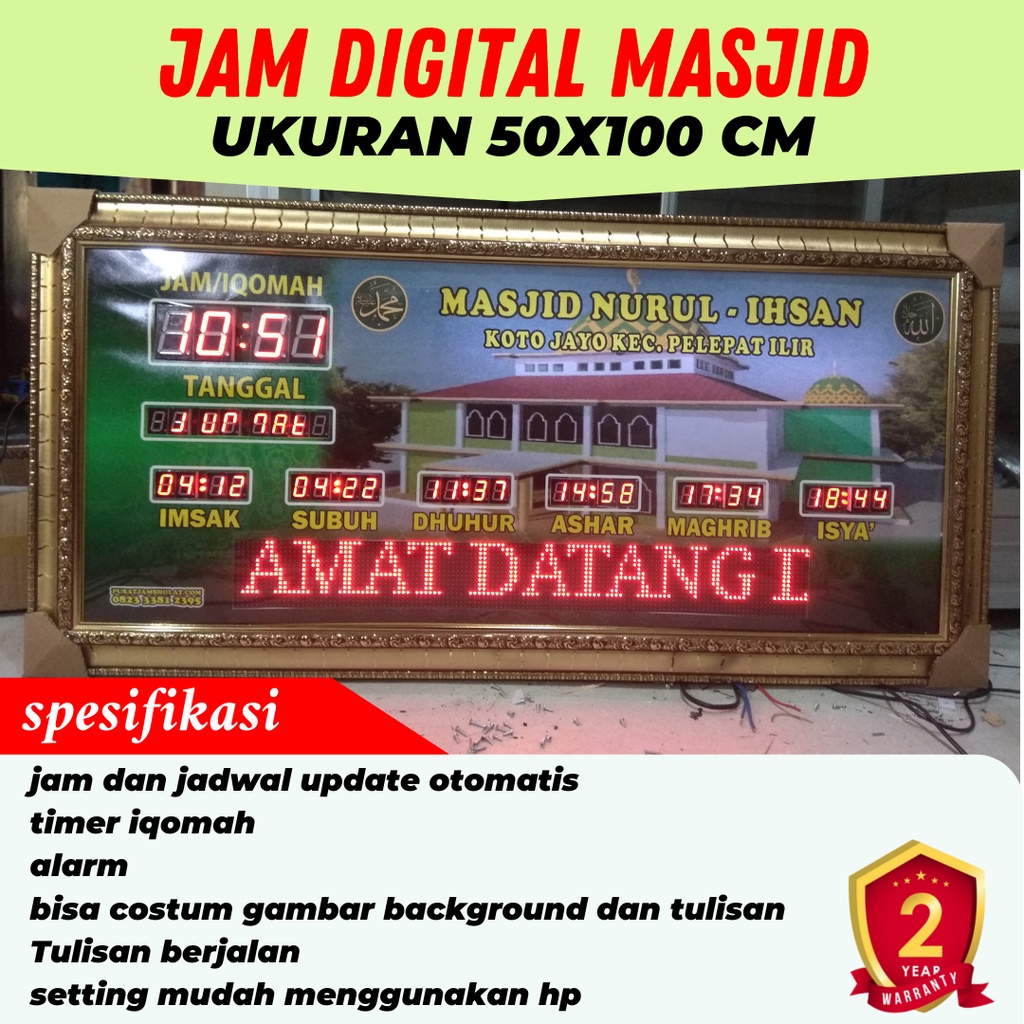 Jual jam digital masjid jadwal sholat warna biru jam digital masjid ...