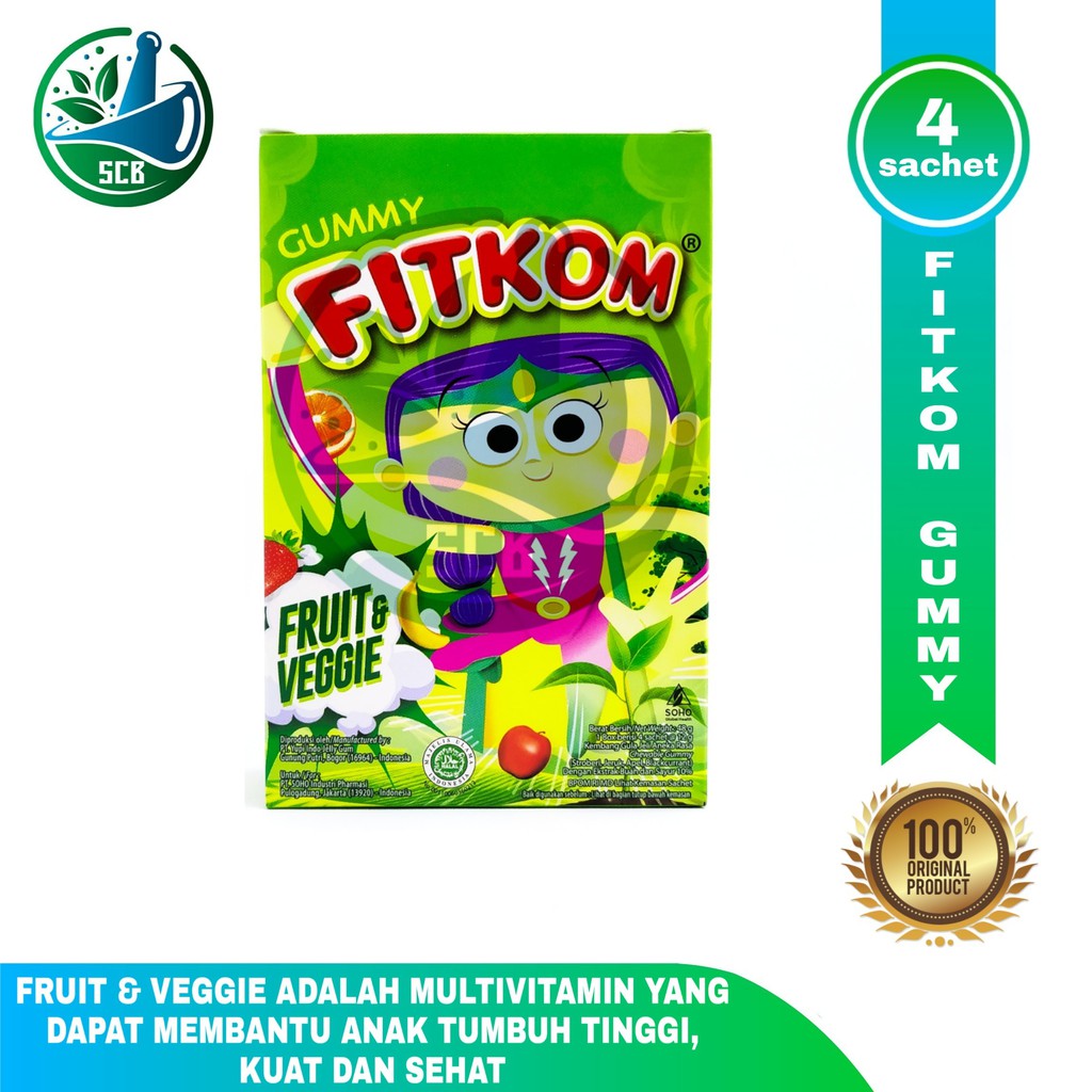 Jual Fitkom Gummy Vit C / Vitamin A B1 B3 B6 C / Vitamin D / Fruit ...